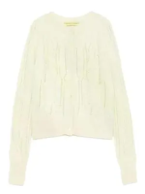 Ermanno Scervino Cable Knit Pointelle Detail Cardigan - Green