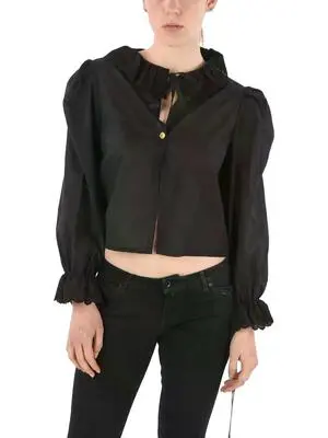 AURORE VAN MILHEM Puff Sleeve Blouse With Ruffled Cuffs - Black