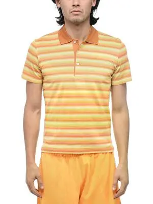 Corneliani Striped Short-sleeve Polo Shirt - Orange
