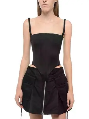LAQUAN SMITH Square Neck Sleeveless Corset Top - Black