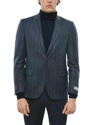 Corneliani Logo-patch Single-breasted Blazer - Blue