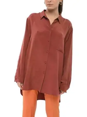SUPER BLOND Silk Patch Pocket Shirt - Brown
