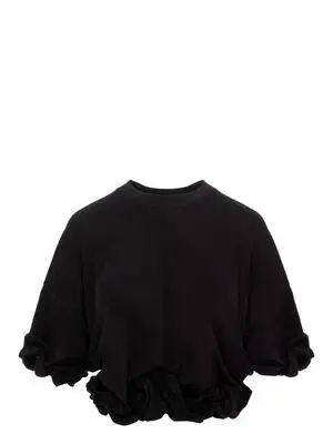 SEEN USERS Twombly Bloom Ruffled T-shirt - Black
