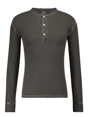 Ralph Lauren Waffle-knit Cotton Henley Shirt - Black