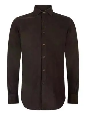 MOORER Vernale-dvn Button-down Long-sleeve Shirt - Brown