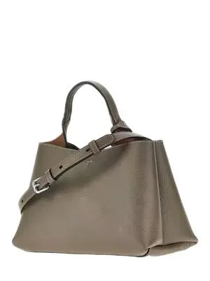 TOD'S Timeless Detail Pebbled Leather Tote Bag - Brown