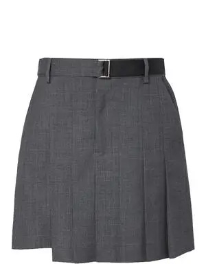 Sacai Asymmetric Pleated Wool Skort - Grey