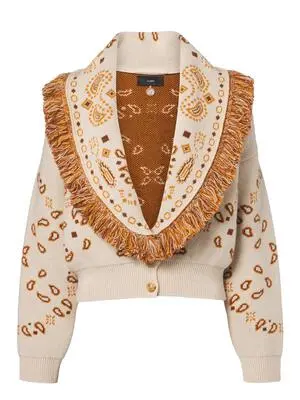 Alanui Bandana Jacquard Wool And Cashmere Cardigan - Beige