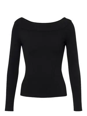 Max Mara Wool-blend Boat Neck Sweater - Black