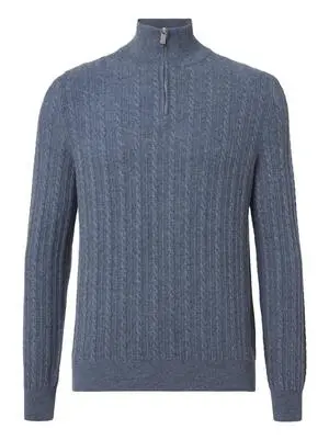 Fedeli FEDELI Cashmere Half-Zip Sweater Blue