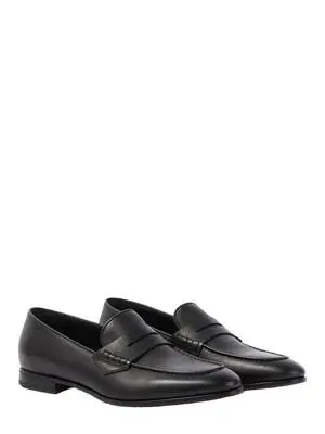 Canali Leather Penny Loafers - Black