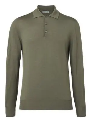 Canali Virgin Wool Polo Sweater - Green
