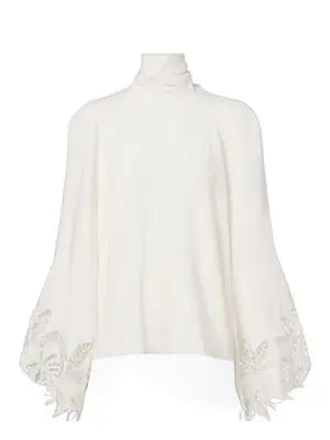 Oscar De La Renta Embroidered Silk-blend Georgette Blouse - White
