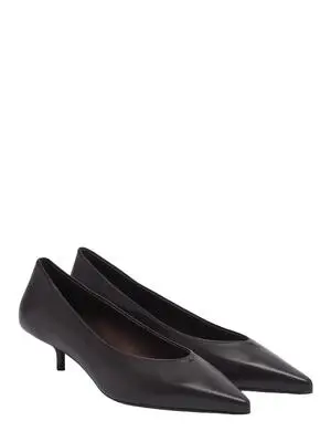Max Mara Leather Pointed Toe Pumps - Purple