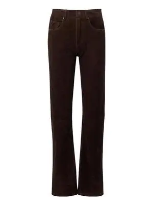ARMA Suede Straight-leg Pants - Brown