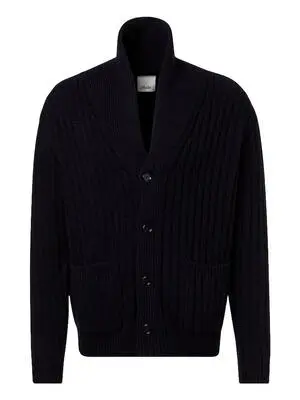 ALLUDE Ribbed Wool And Cashmere Cardigan - Blue