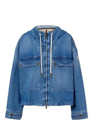 Moncler Layered Denim Down Jacket - Blue
