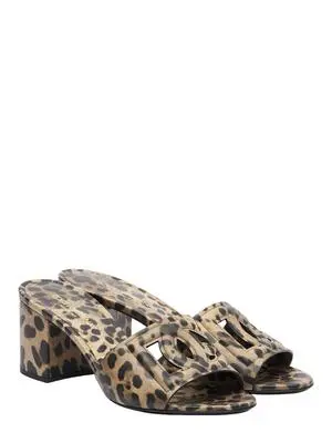 Dolce & Gabbana Leopard-print Leather Mules - Brown