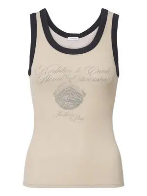 Acne Studios Acne Studios Printed Ribbed-Knit Tank Top Beige