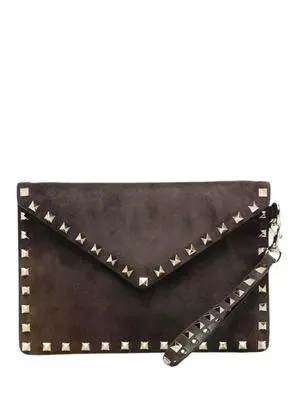 Valentino Garavani Rockstud Envelope Clutch Bag - Brown