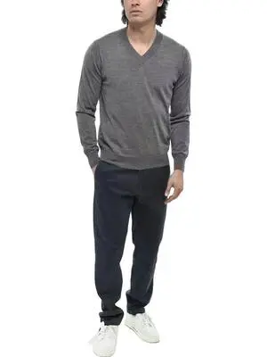 PAOLO PECORA V-neck Virgin Wool Sweater - Grey