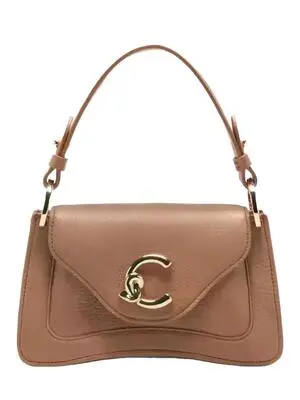 COCCINELLE Coccinelle C-Me Logo Plaque Pebbled Leather Tote Bag Neutrals