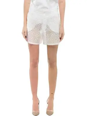 SUPER BLOND Sheer Lace Shorts - White