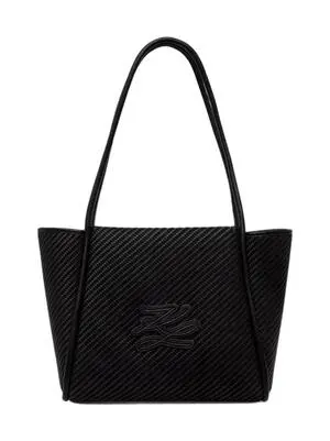 Karl Lagerfeld Woven Logo Patch Tote Bag - Black