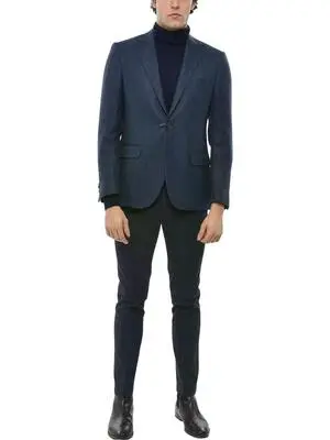Corneliani Herringbone Single-breasted Blazer - Blue