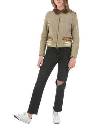 History Repeats Embroidered Shearling Jacket - Neutrals