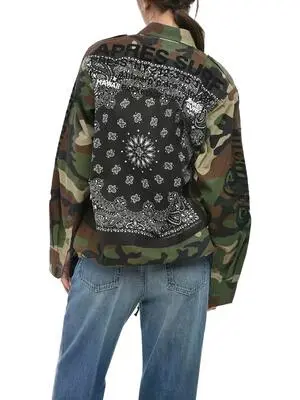 APRES SURF Camouflage Print Bandana Patch Overshirt - Green