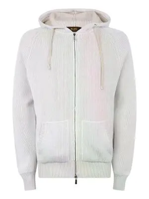 MOORER Ribbed-knit Zip-up Cardigan - White