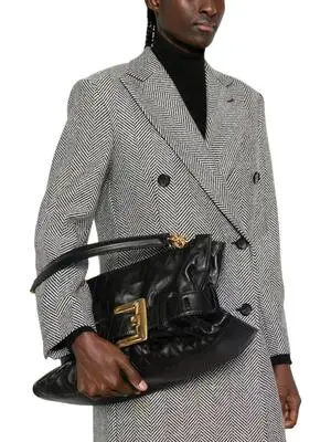 Balmain Quilted Leather Tote Bag With Gold-tone Buckle - Black