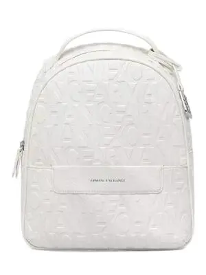 Armani Exchange Logo Embossed Backpack - White