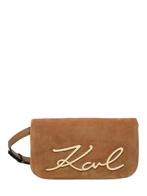 Karl Lagerfeld Suede Shoulder Bag - Brown
