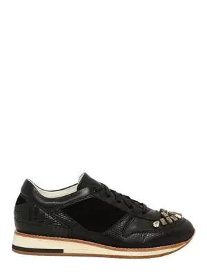 LANVIN Embellished Panelled Sneakers - Black