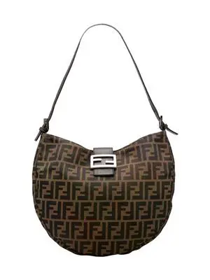 Fendi Zucca Canvas Croissant Hobo Shoulder Bag - Brown