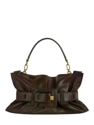 Balmain Medium Anthem Bag In Smooth Leather - Brown