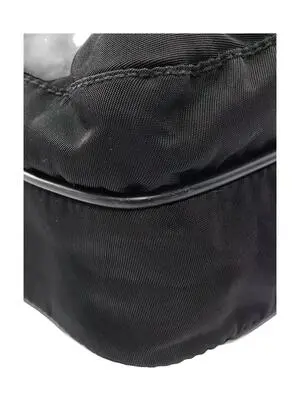 Prada Saffiano Trimmed Tessuto Zip Top Crossbody Bag - Black