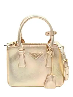 Prada Prada Saffiano Lux Galleria Double Zip Satchel Gold