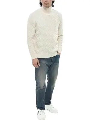PAOLO PECORA Cable Knit Turtleneck Sweater - Neutrals