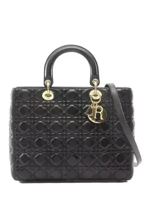 Dior Lambskin Cannage Lady Satchel - Black
