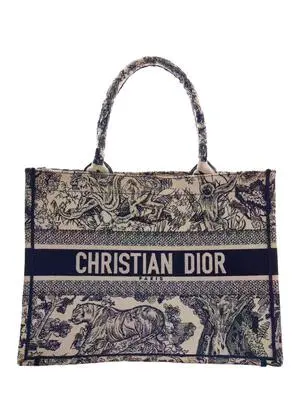 DIOR Christian Dior Canvas Embroidered Book Tote Bag