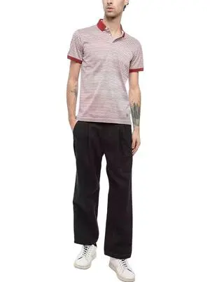 Corneliani Striped Short-sleeve Cotton Polo Shirt - Red