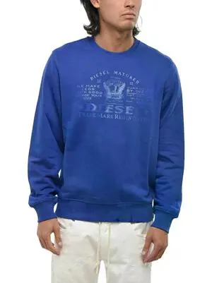 DIESEL® Logo Print Crew Neck Sweatshirt - Blue