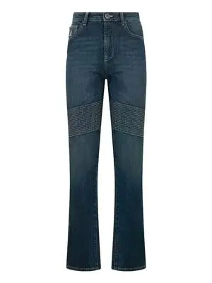 MOORER Biker-style Five-pocket Jeans - Blue