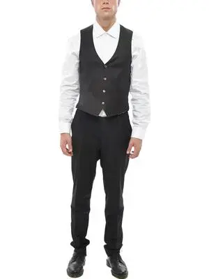 Corneliani Single-breasted Martingale Waistcoat - Black