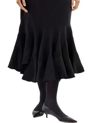 Comme Des Garçons Ruffled Flared Midi Skirt - Black