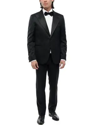 Corneliani Jacquard Satin-lapel Blazer - Black