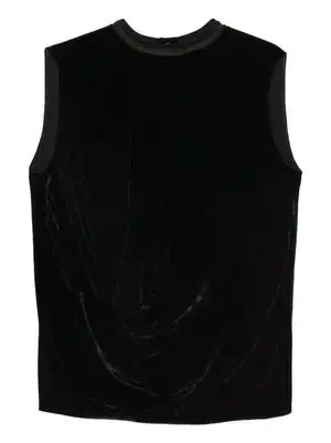 Rick Owens Draped Velvet Sleeveless Top - Black